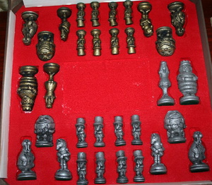 Alcoa Aluminum 'alice In Wonderland' Chess Set