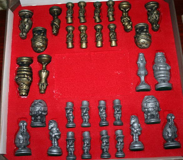 Alcoa Aluminum 'alice In Wonderland' Chess Set
