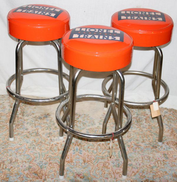 122340: LIONEL BAR STOOLS, THREE, H 30", DIA 14"