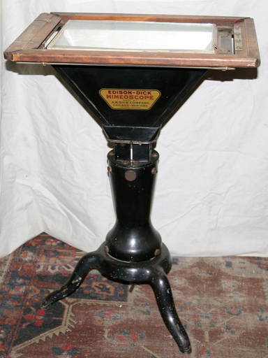 Edison Dick Mimeoscope, Early 20th, H 29",
