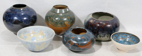 010543: CRYSTALLINE PORCELAIN VASES, 3, BY TIM MARCOTTE