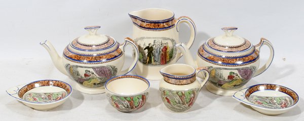 021142: ADAMS TUNSTALL, ENGLISH PORCELAIN GROUPING,