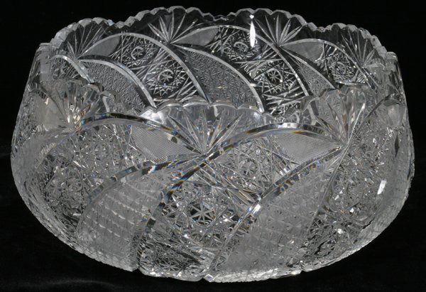 031277: CLARK CUT GLASS BOWL C. 1915, H 5 1/4", DIA 11"
