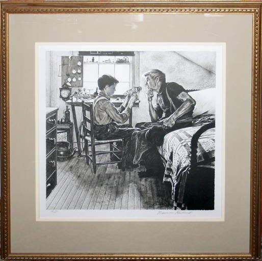 Norman Rockwell Lithograph "the Inventor,",