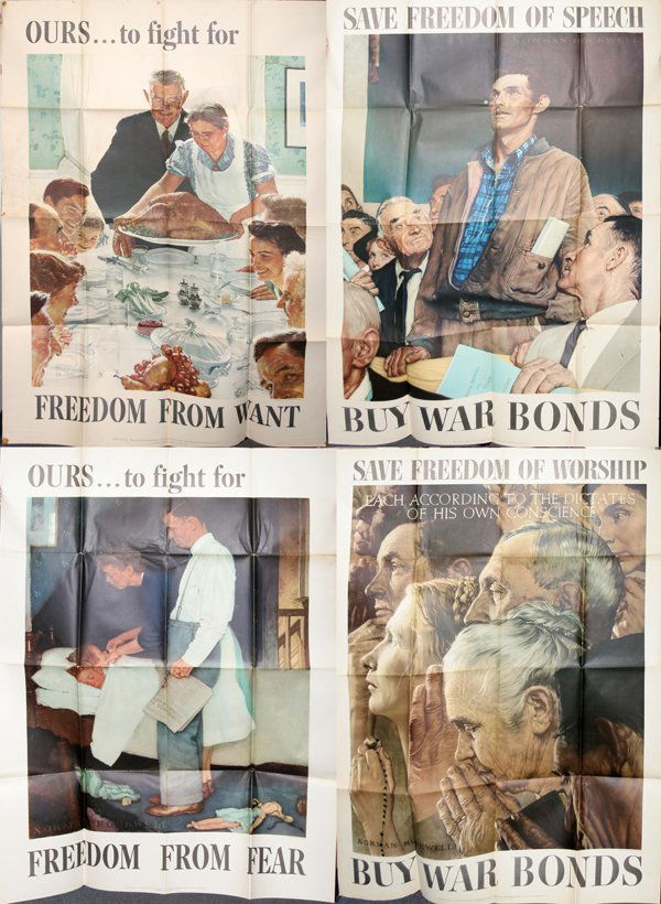 042156: NORMAN ROCKWELL, 'FOUR FREEDOMS' POSTERS, 1943