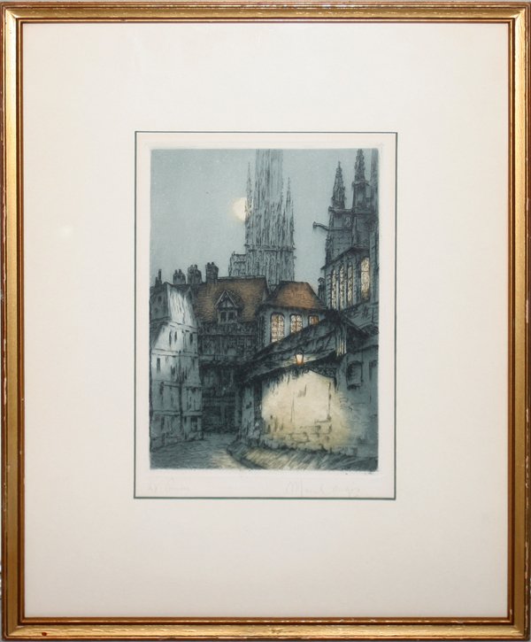 061348: MARCEL AUGIS, ETCHING, ROUEN 7 1/2" X 5"
