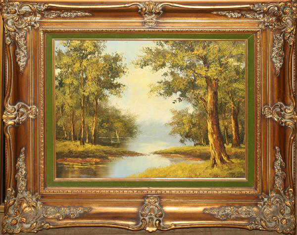 092302: SIGNED WALLACE OIL/CANVAS 16" X 20", LANDSCAPE
