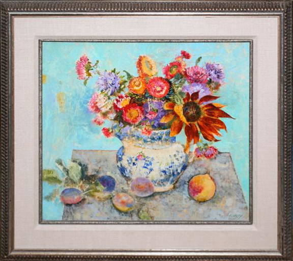 Richard Jerzy, Oil On Board, 14" X 16", Floral