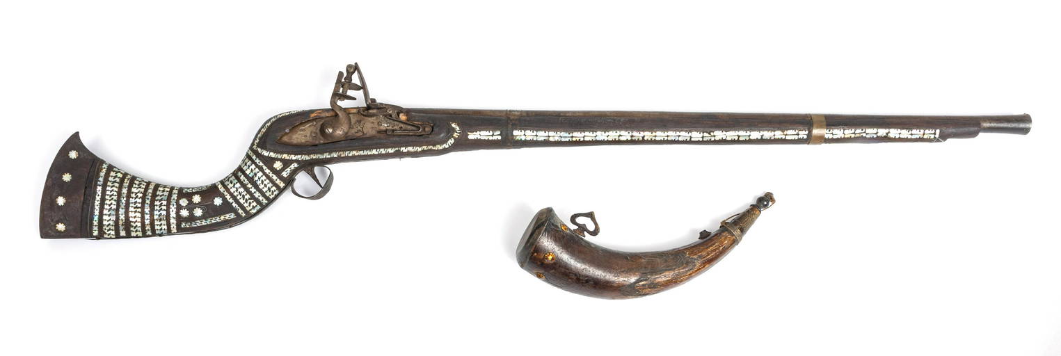 MOROCCAN MOTHER OF PEARL CLAD FLINTLOCK RIFLE WITH (#020192) on Feb 24 ...