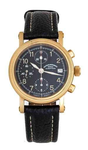 Muhle Glashutte Ltd.ed. 18k Yellow Gold Automatic Chronograph Wrist Watch