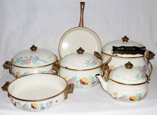 Asta Of W. Germany Enamel Cookware, Six Pieces