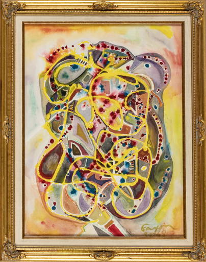 JACK FAXON (AMERICAN, 1936-2020), WATERCOLOR AND GOUACHE, 1969, H 24 ...