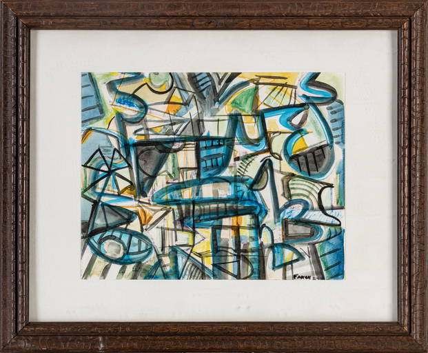 Jack Faxon (american, 1936 2020), Watercolor, 1991, H 11", W 13", Blue ...