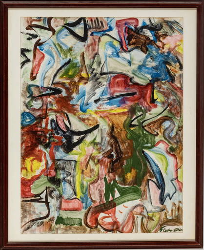 JACK FAXON (AMERICAN, 1936-2020), WATERCOLOR, H 26", W 19", BRIGHT ...