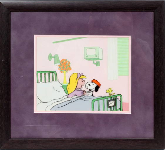 Peanuts Animation Cel With Painted Background