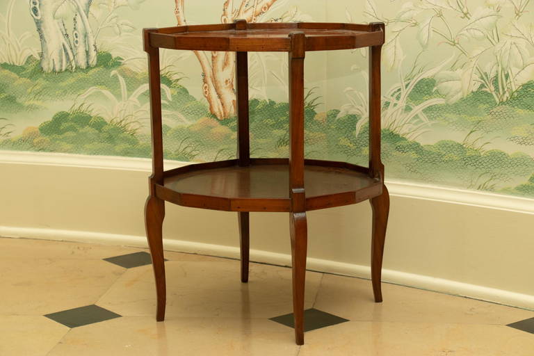 French Style Mahogany Round Two-tier Table, C. 1930, H 20'' Dia. 16.5 ...