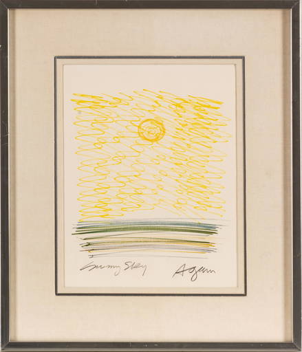 Yaacov Agam (Israeli, 1928) Colored Drawing On Paper, "Sunny Sky", H 10 ...