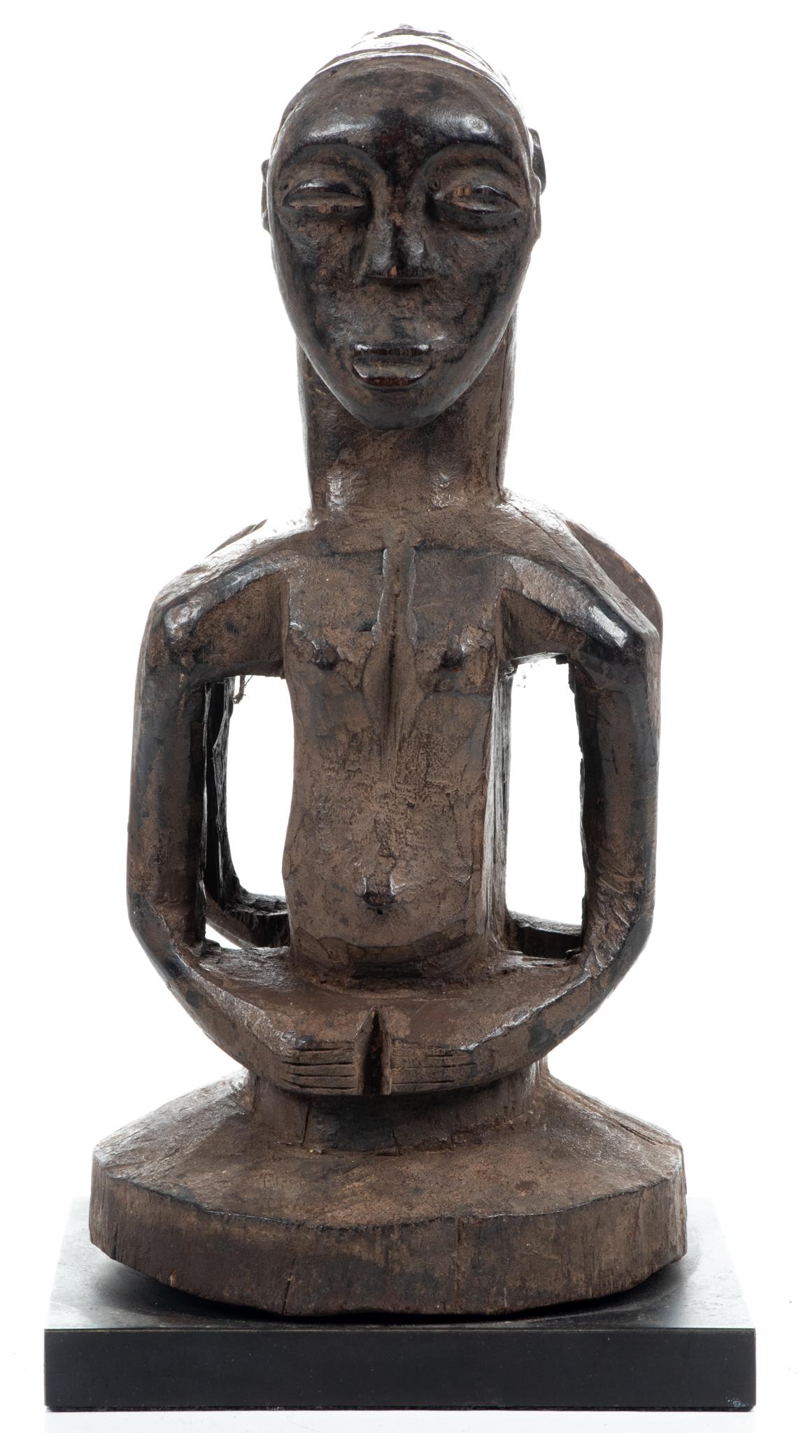 Luba Kusu African Fetish Carved Wood Male And Female Figures Mounted ...