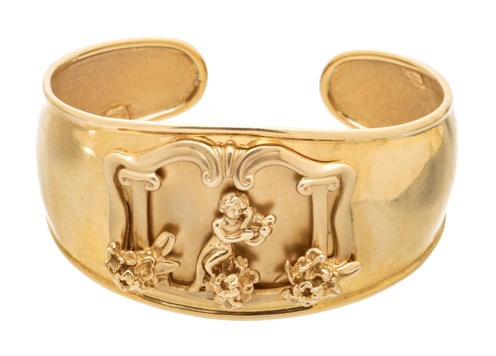 Italian 14k Yellow Gold "angel" Cuff Bracelet, 33g