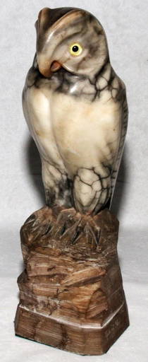 Italian Carved Marble Sculpture Of An Owl,