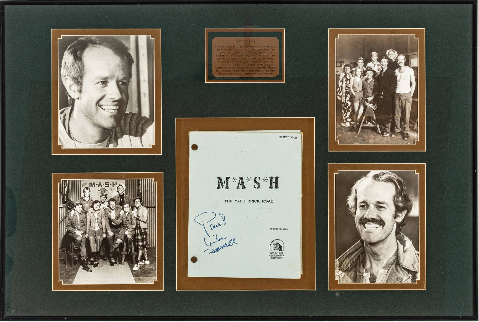 Autographed M*a*s*h Script And Photographs Of Cast Of Mash, H 23.5'' W ...