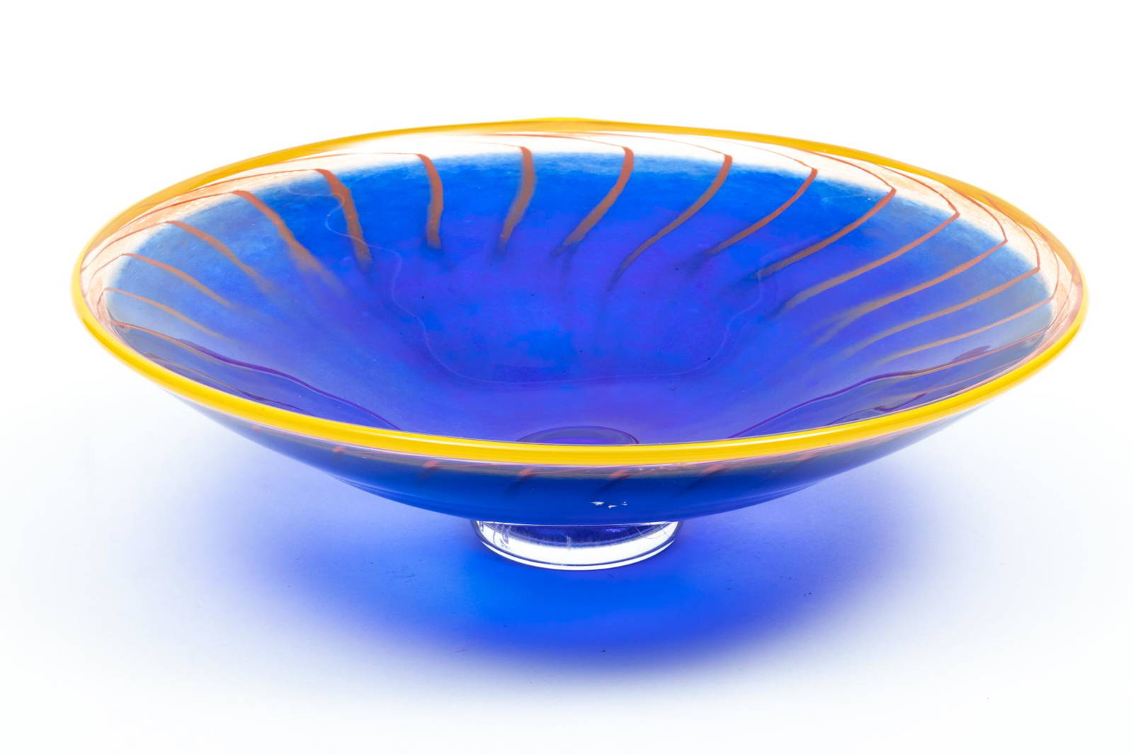 Costa Boda Cobalt Blue Crystal Bowl 3.5" H X 13" Diam Auction