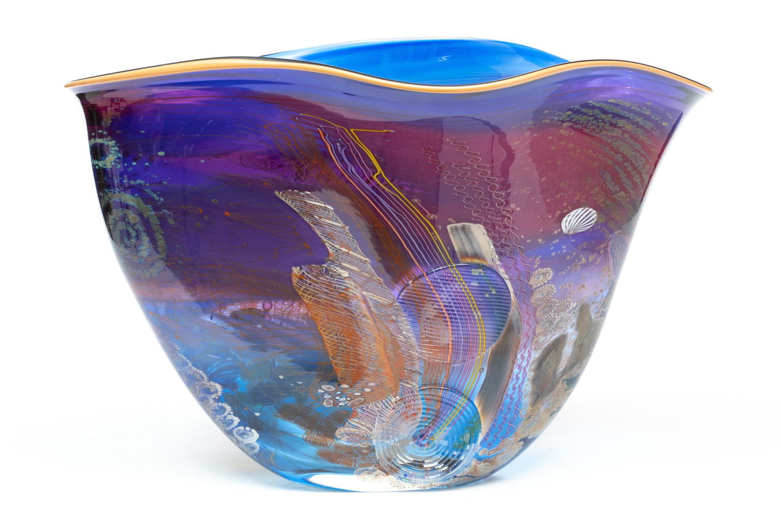 James Novak (american, B. 1956) Art Glass Bowl, H 14" L 22" Depth 10 ...