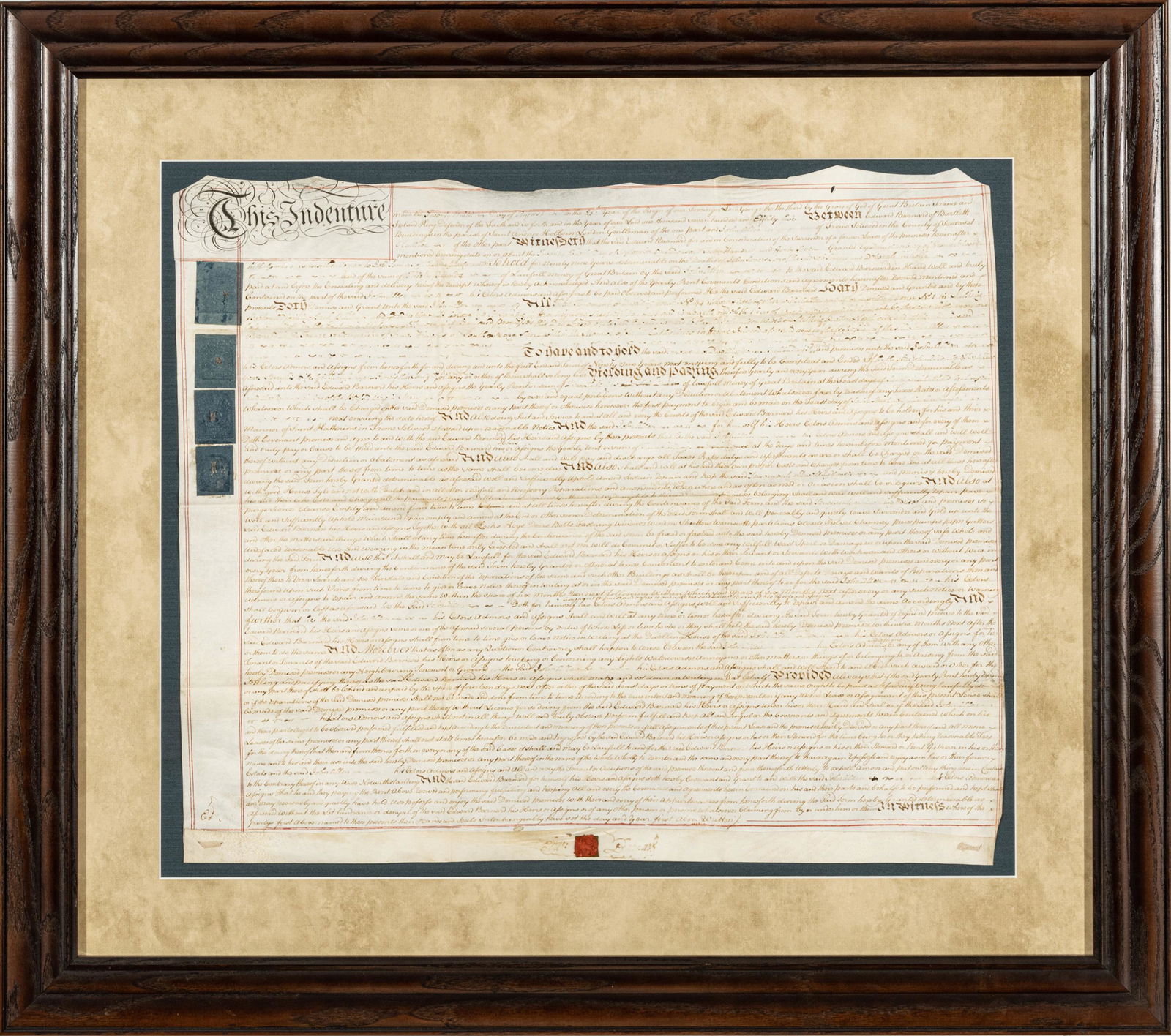 British Ink On Parchment, Indenture Document, Ca. 1700, H 22" W 26" Auction