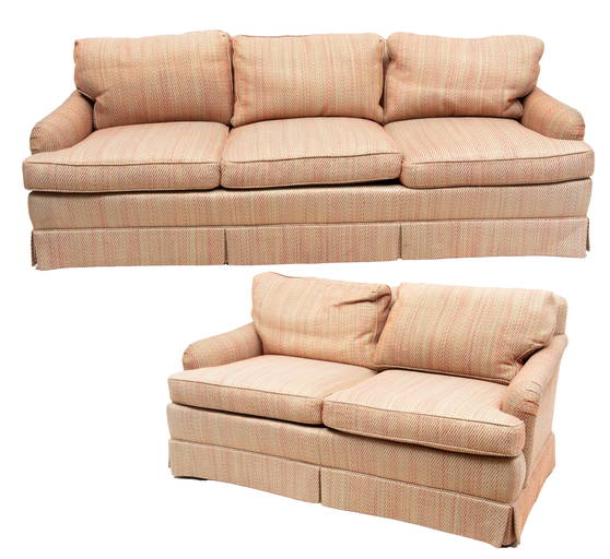 Baker Furniture (american) Upholstered Embroidered Sofas, H 29" W 85 ...