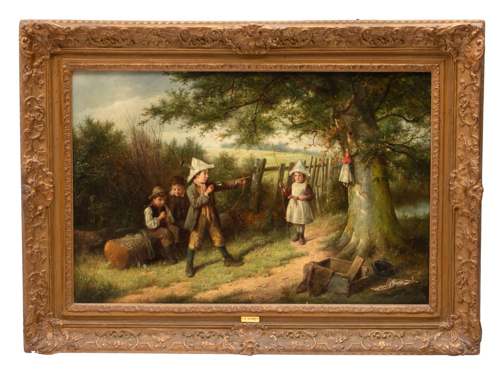 Reuben Hunt (english, 1857-1938) Oil On Canvas, Ca. 1887, Young Archers ...