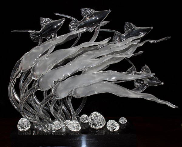 Guyol Glass Sculpture, H 18", W 15", L 24"