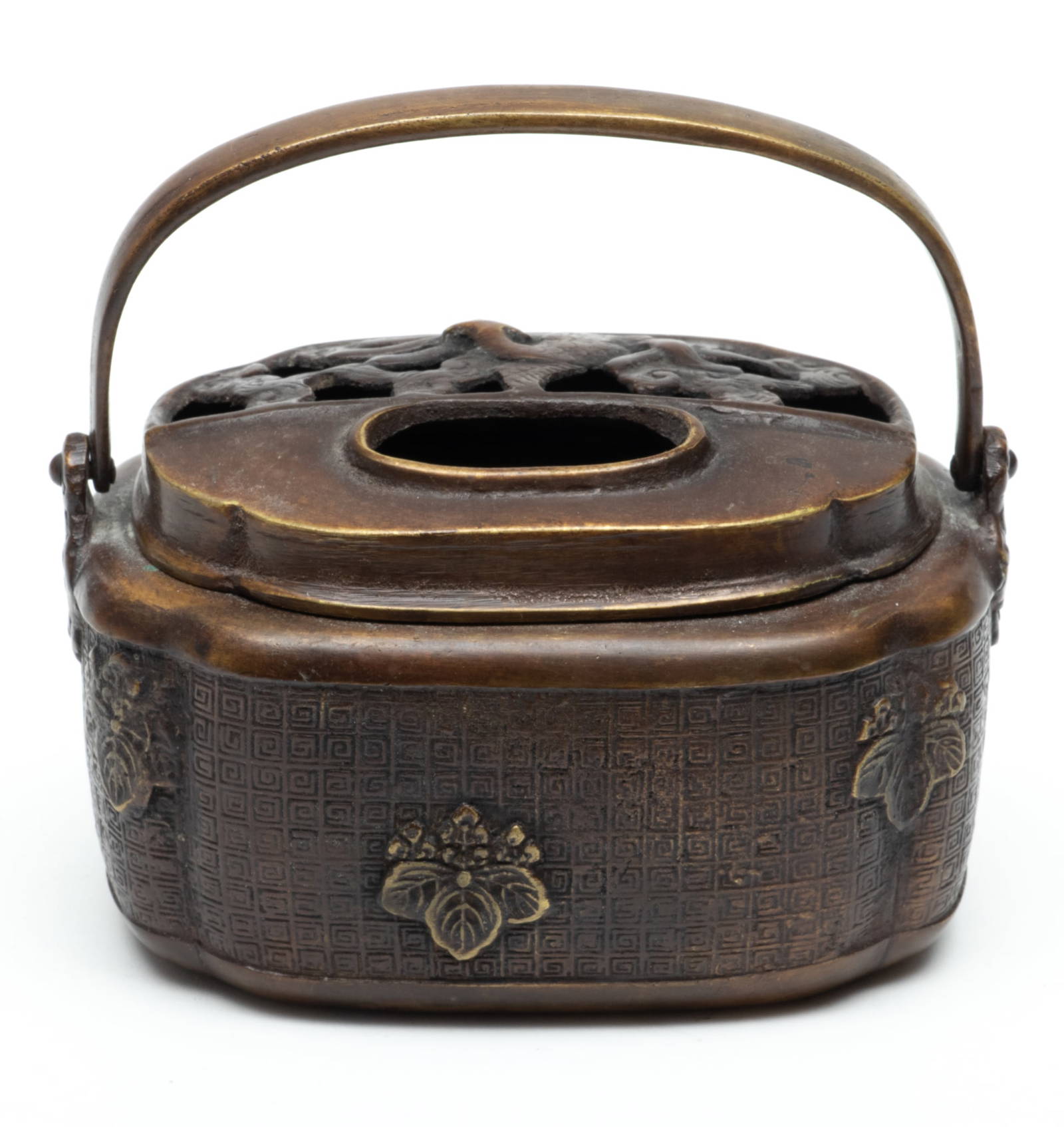 Chinese Bronze Censer With Handle And Seal At Base, Ca. 1850, H 6" W 6 ...