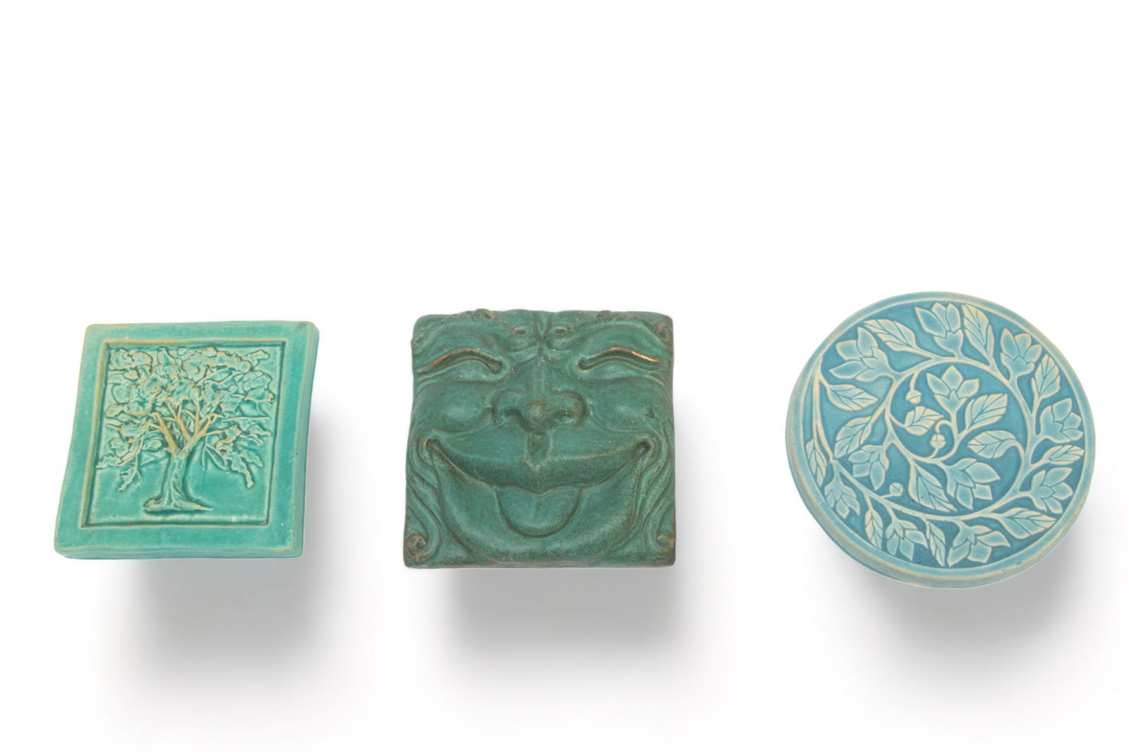 Pewabic Pottery (detroit, B. 1903) Glazed Ceramic Tiles Oak Tree; Ivy ...