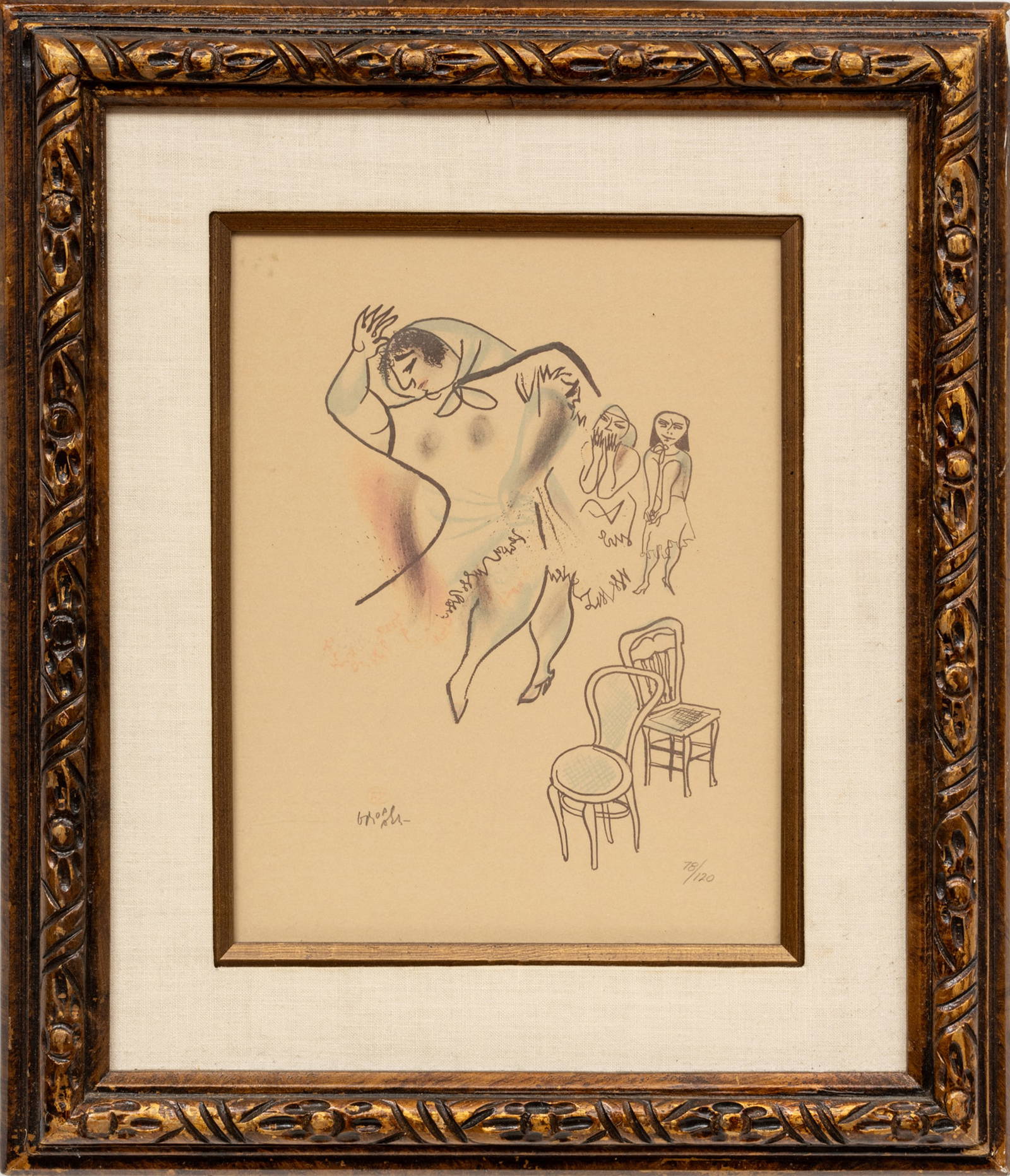 William Gropper (american, 1897-1977) Lithograph In Colors, "dancer In ...