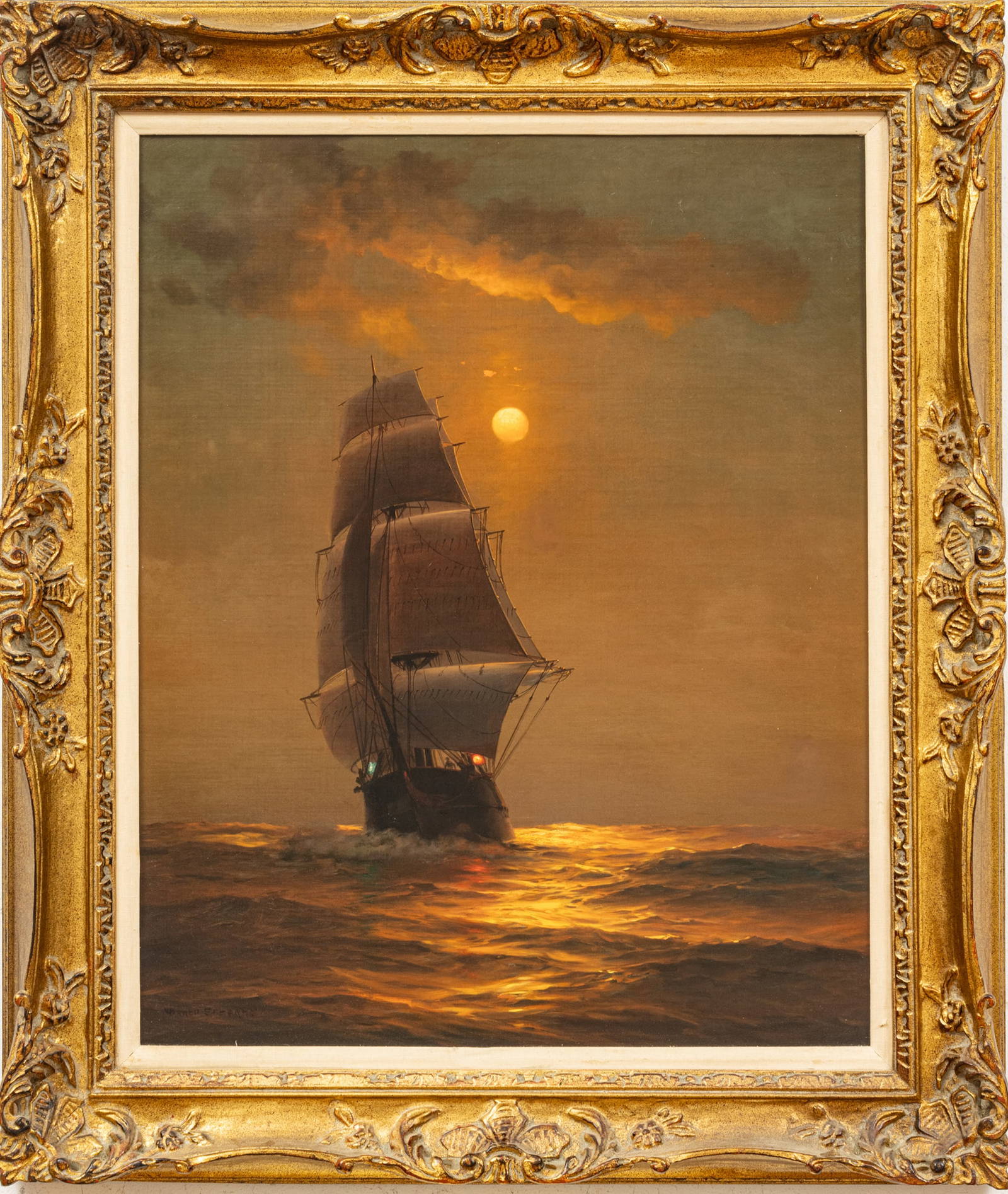 Warren W. Sheppard (american, 1858-1937) Oil On Artist Board, "sailing ...