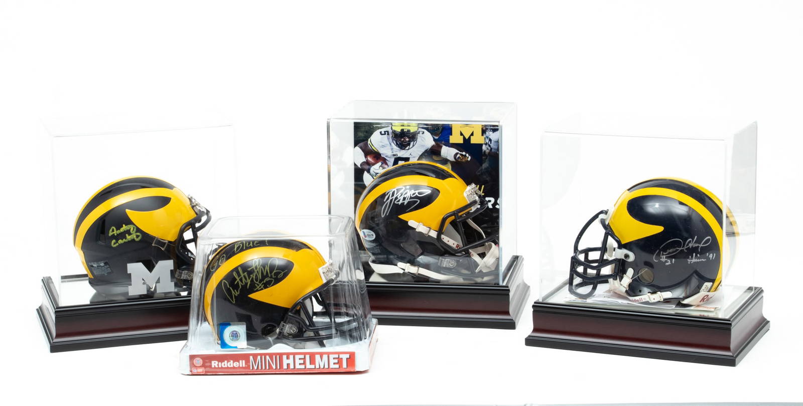 University Of Michigan Autographed Miniature Football Helmets, H 5" W 4 ...
