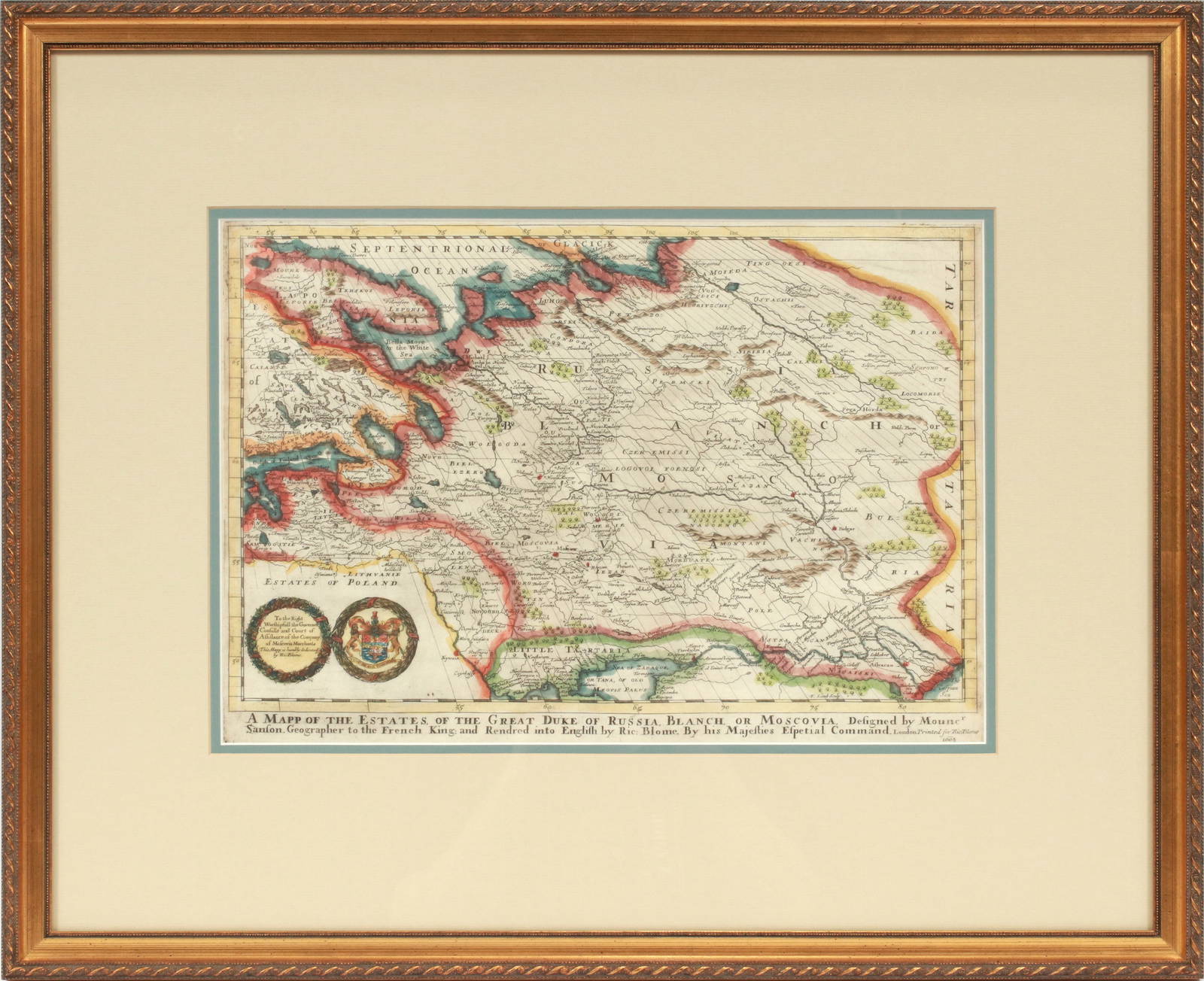 Richard Blome Map Of Russia 1669, H 11'' W 16'' Auction
