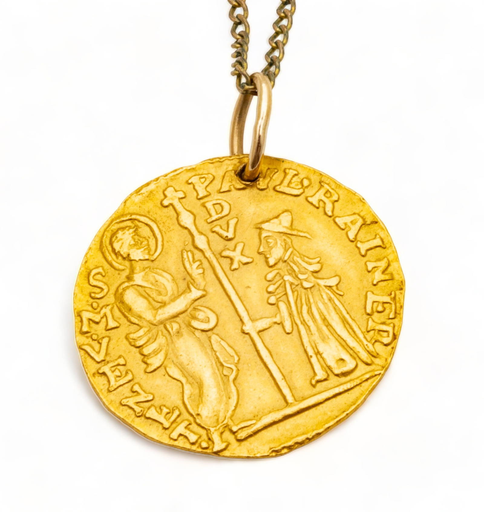 Italian States, Venetian 1779 Era Gold Coin (holed), Latin Inscription ...