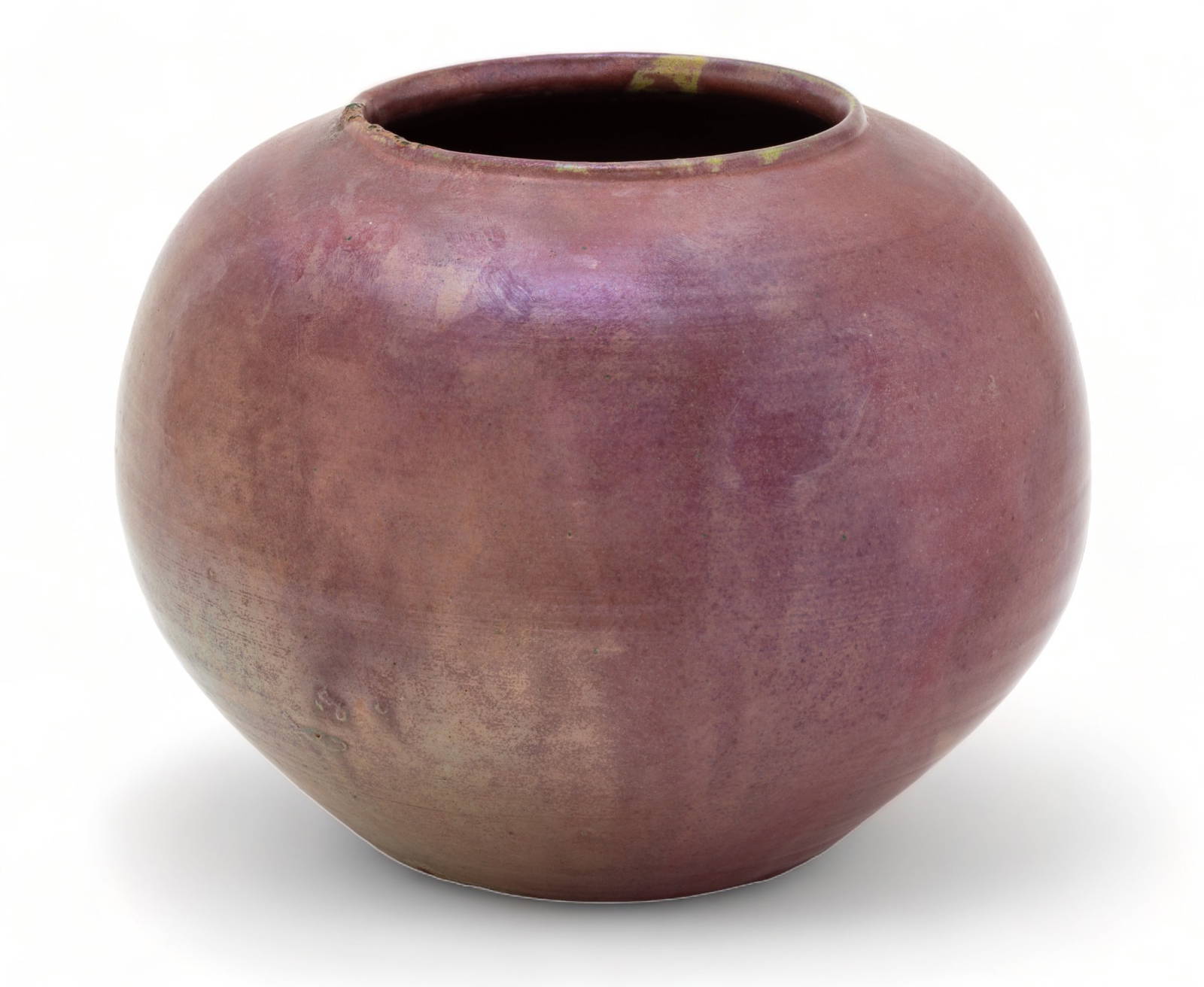 Pewabic Pottery (detroit, Est. 1903) Iridescent Copper And Magenta Vase ...