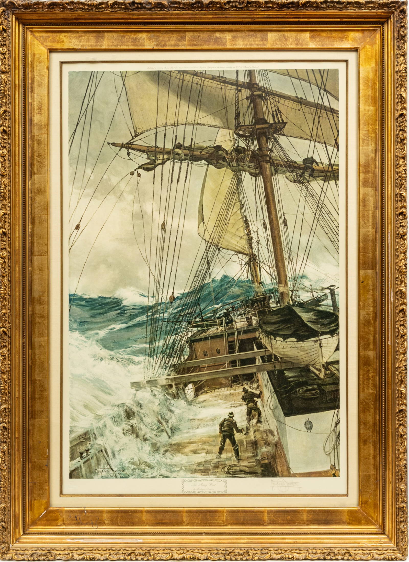Montague Dawson (british, 1890-1973) Print On Paper, "the Rising Wind ...