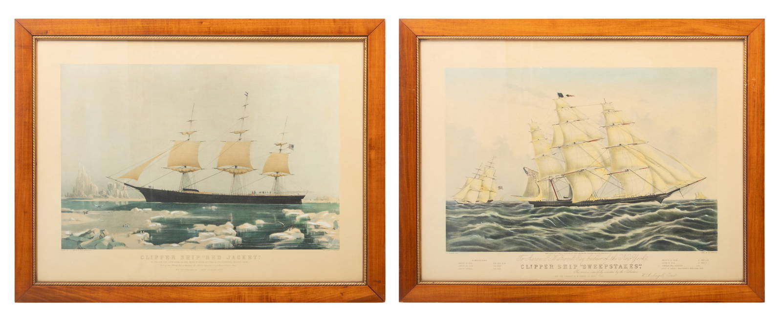 Nathaniel Currier, Hand-tinted Stone Lithographs On Paper, Clipper ...