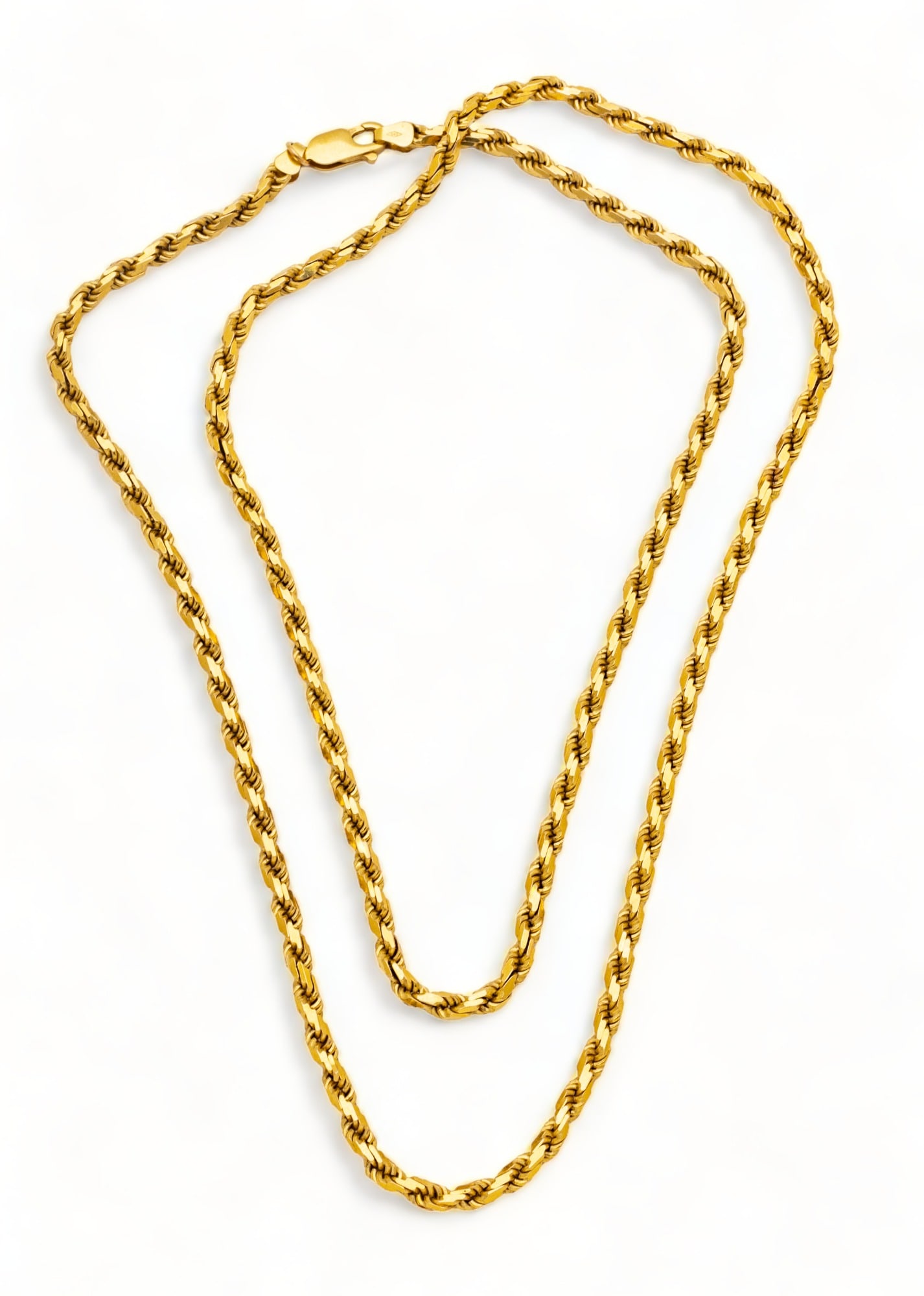 14k Yellow Gold Rope Chain Necklace, L 30" 43g Auction