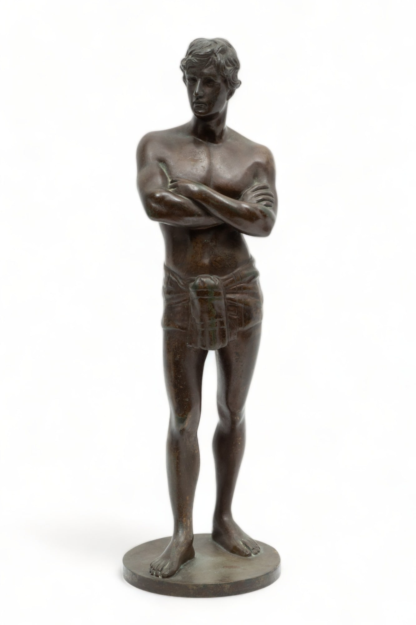 Unsigned Bronze Sculpture, Ca. 20th C., "contrapposto Male", H 15" Dia ...