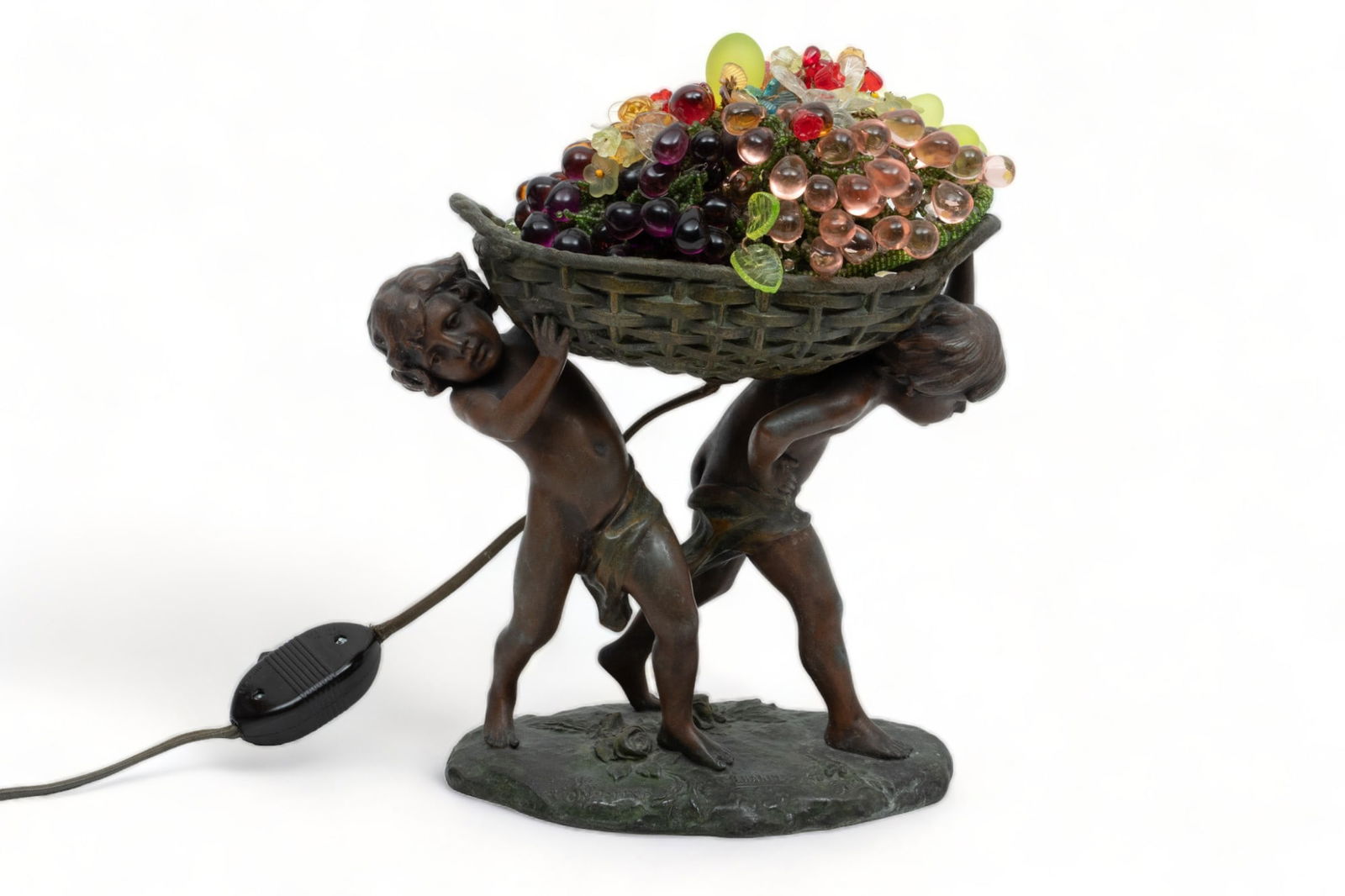 Ch Perron (france, 1862-34) Spelter Cherub Base Compote - Light, Glass ...