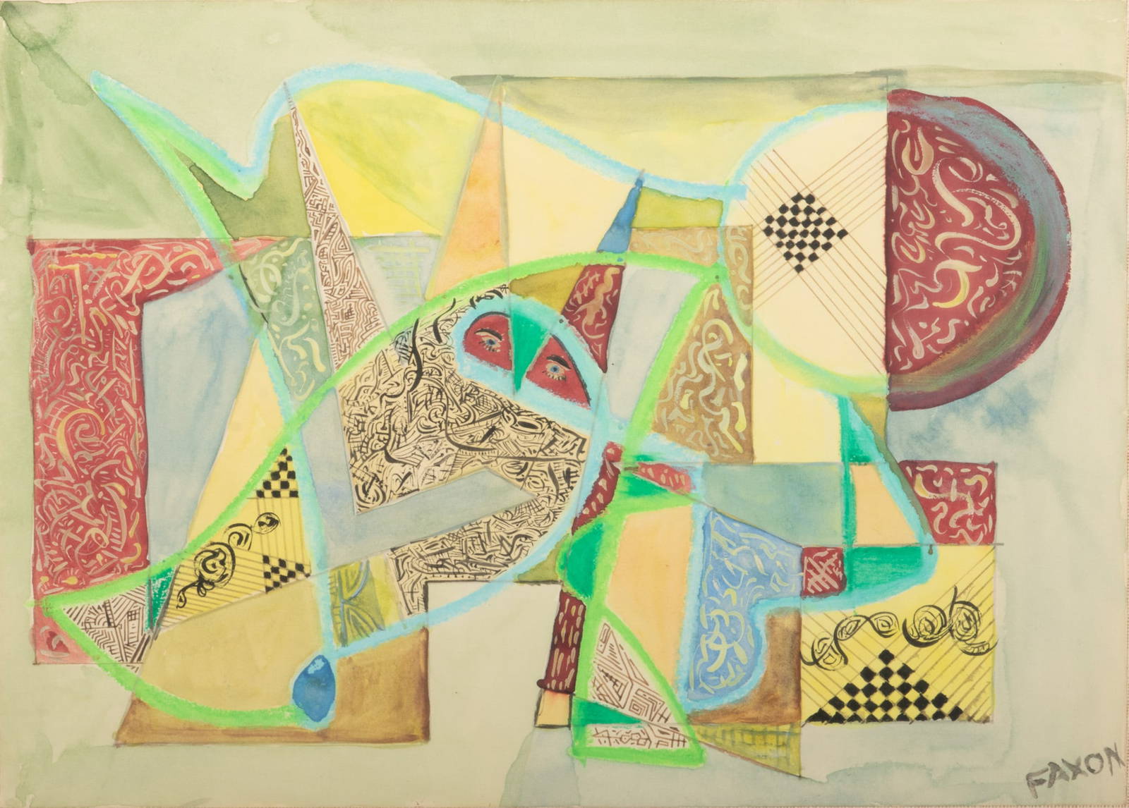 Jack Faxon , 1936-20 Abstract Watercolor H 10" W 13" Auction