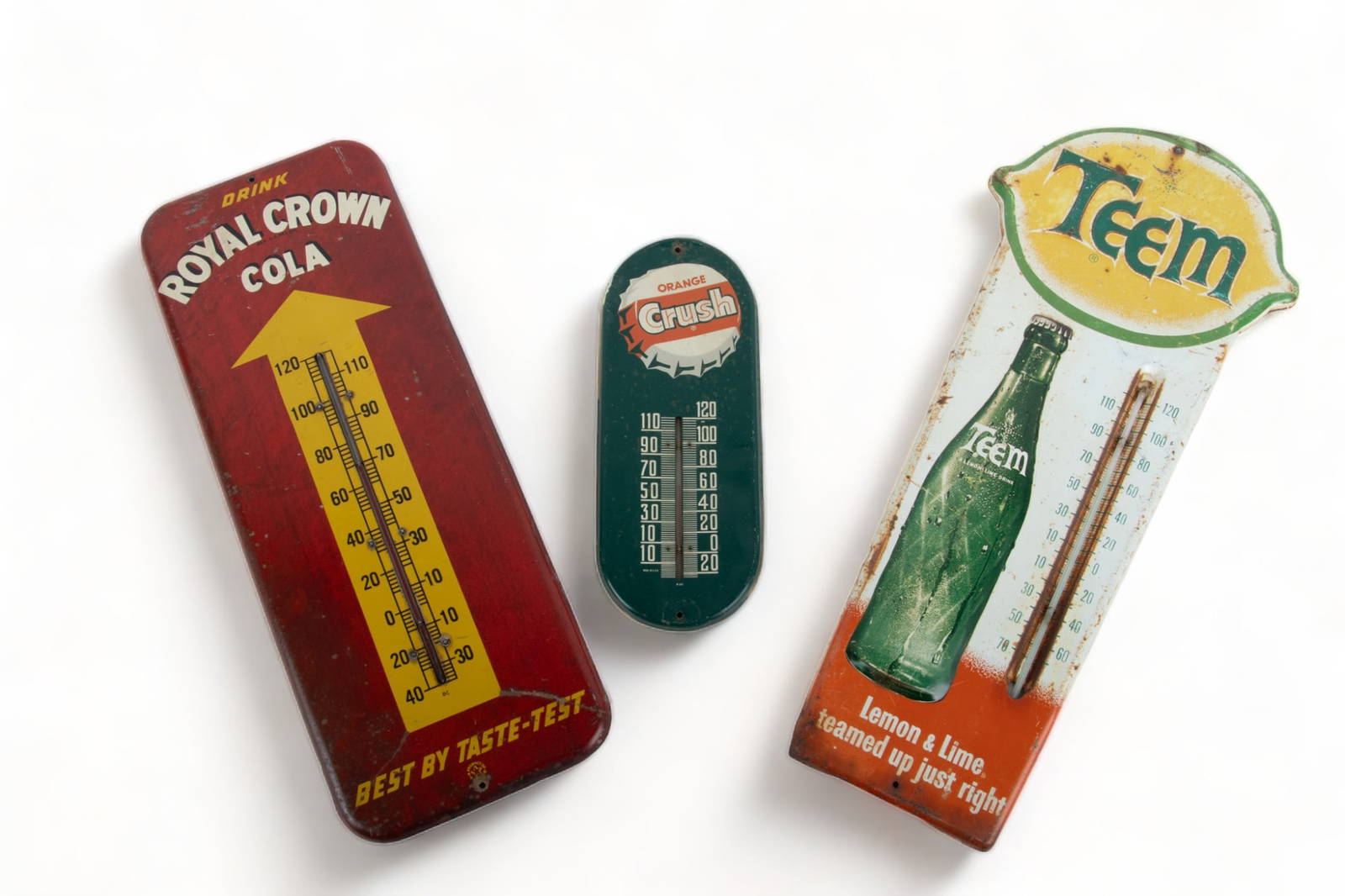 Single Sided Tin Advertising Thermometers, Ca. 1950s-60s, "orange Crush ...
