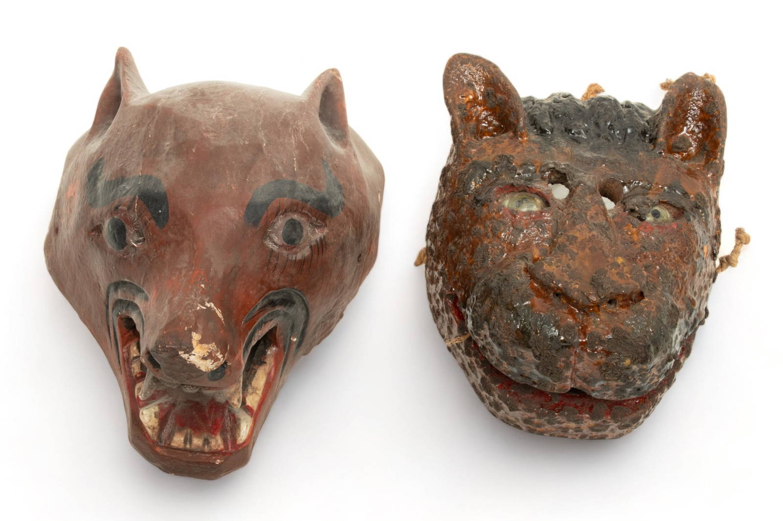 Mexican Polychrome Carved Wood Festival Dance Masks, 20th C., Jaguar ...
