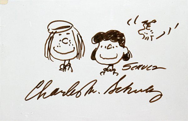 100385: CHARLES SCHULZ AUTOGRAPH & 'PEANUTS' CHARACTERS