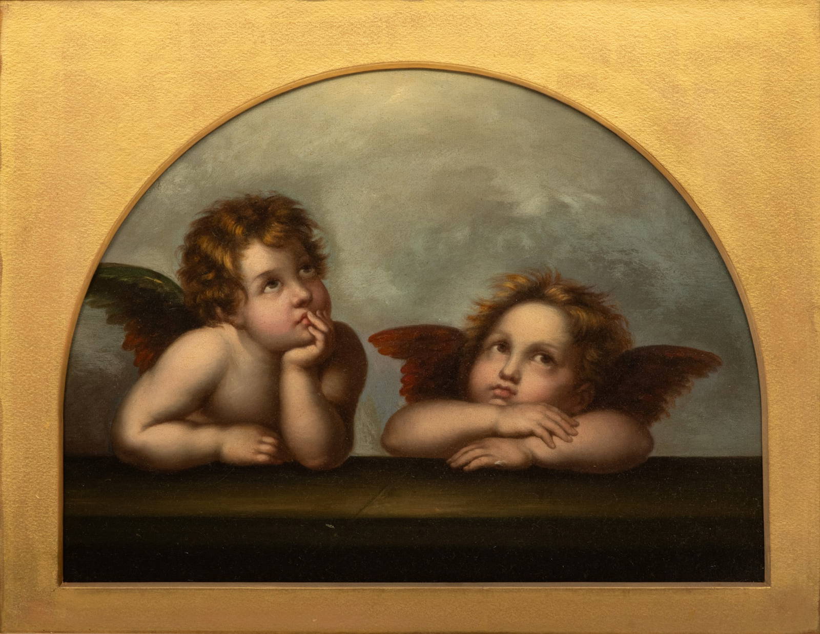 Oil On Canvas, 1874, "two Cherubs After Raphael", H 15" W 20" Auction