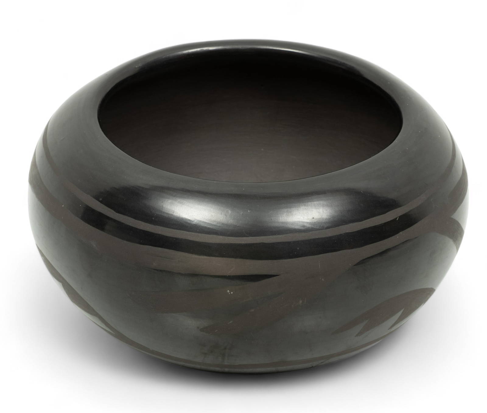 Santa Clara Pueblo, Black On Black Pottery Bowl, Early 20th C., "awanyu ...